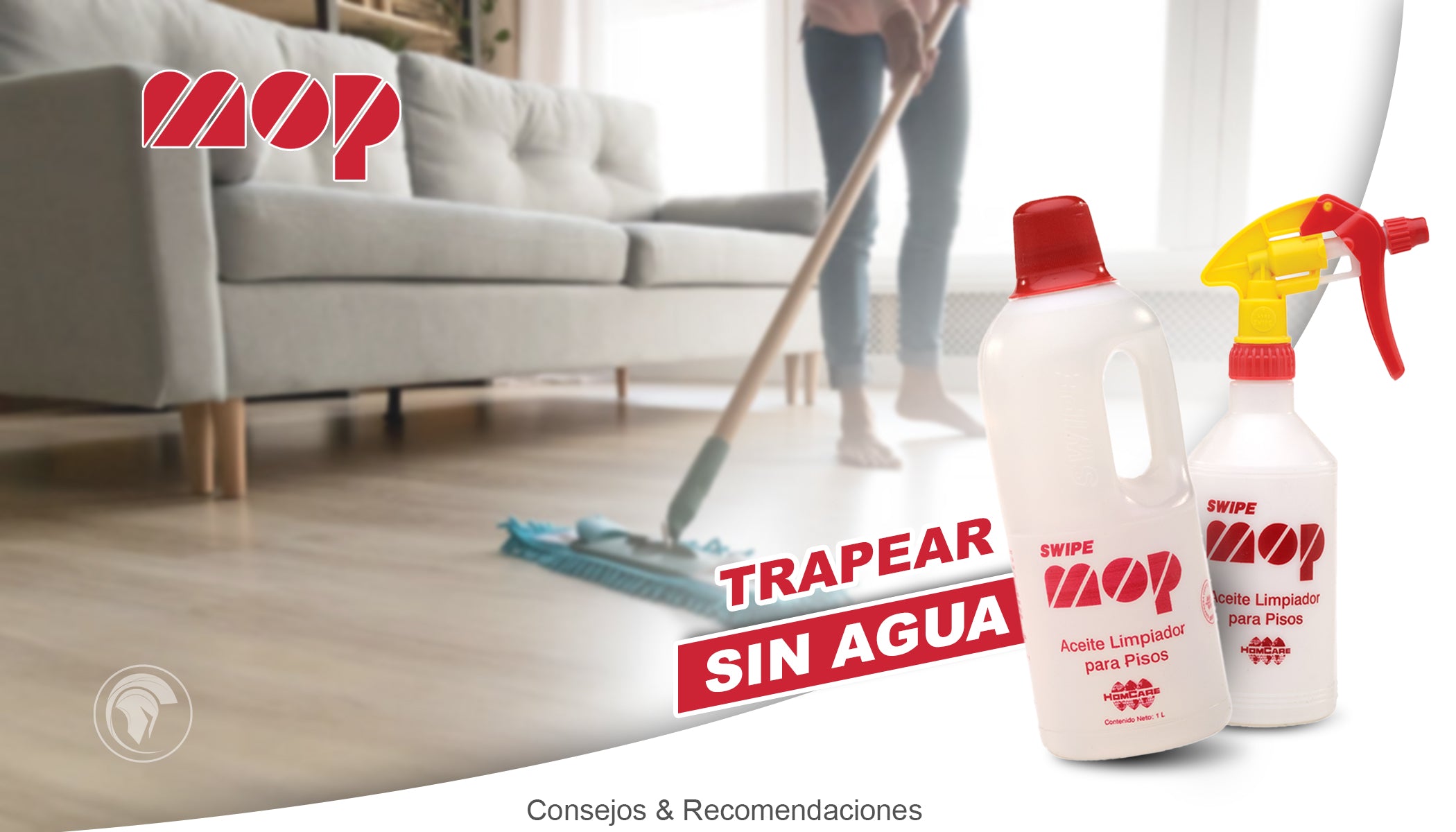 Trapear en seco con aceite limpiador para pisos MOP de SWIPE®